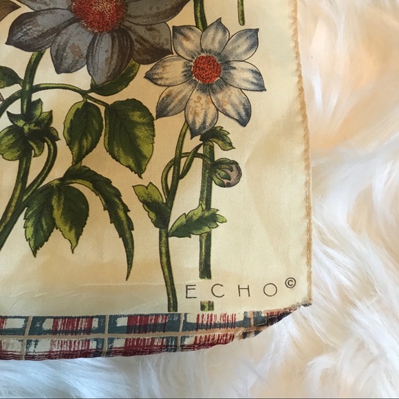 Echo | Accessories | Echo 0 Silk Long Floral Scarf Vintage | Poshmark